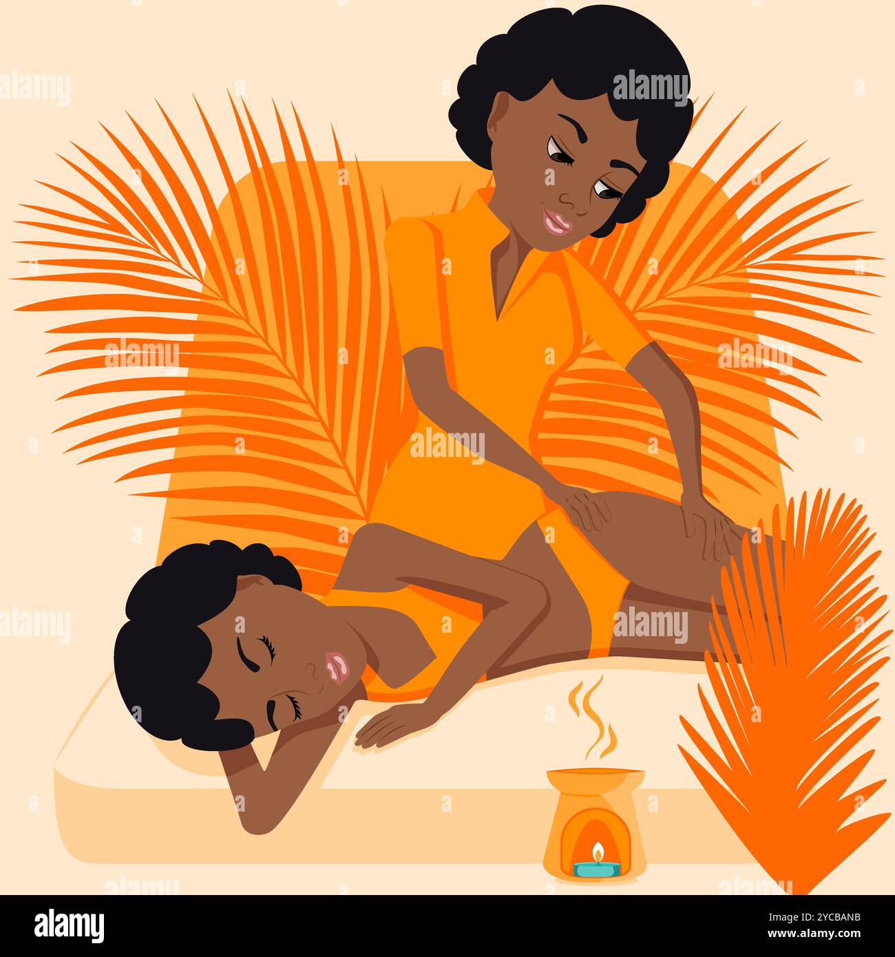 Lymphatic massage. Therapy and treatment by professional therapist in SPA. Isolated flat vector ...