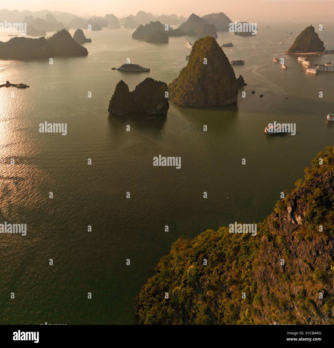 Aerial view of the Ha Long Bay, Halong Bay is a UNESCO World Heritage ...