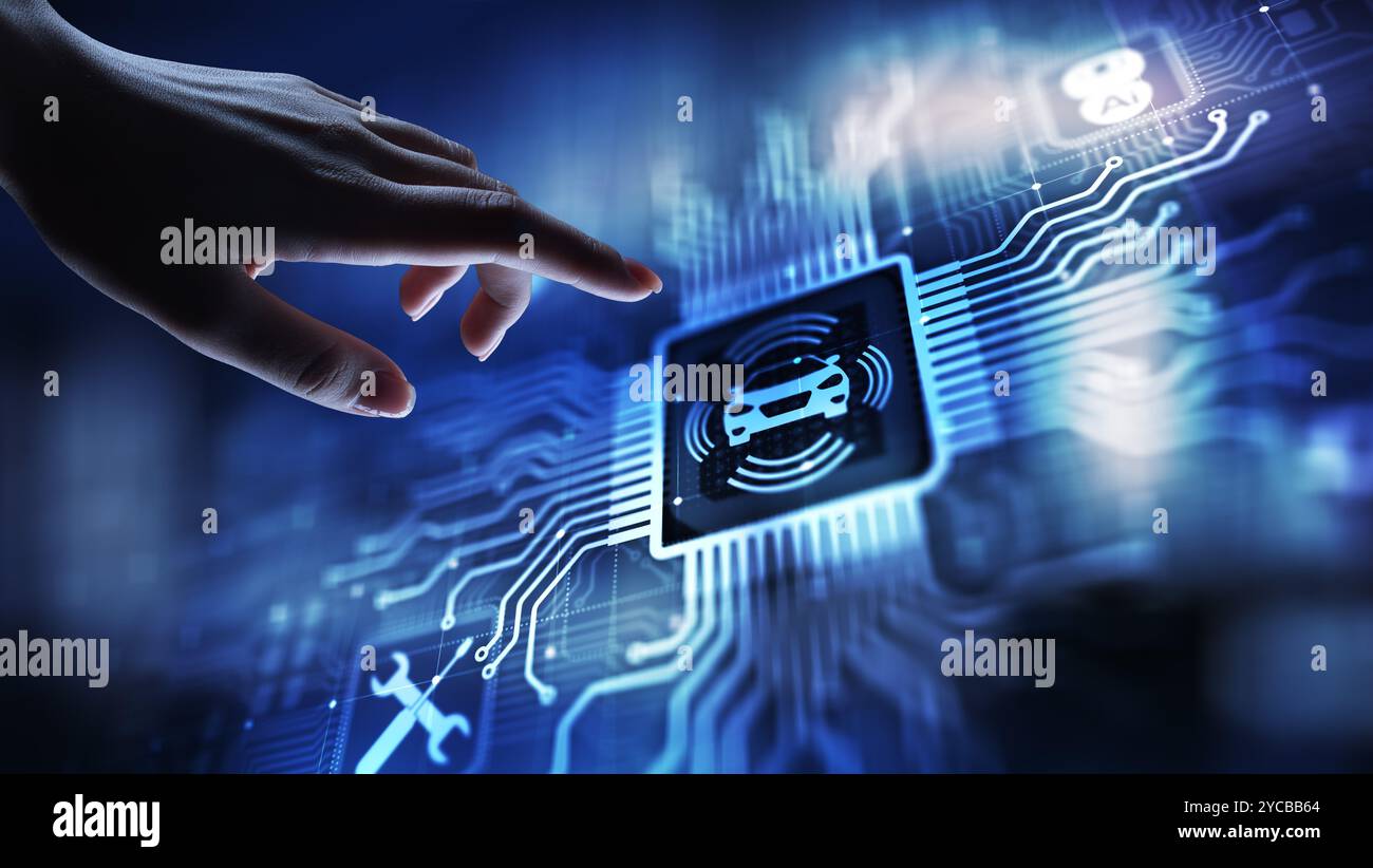 Smart car IOT and modern automation technology concept on virtual ...