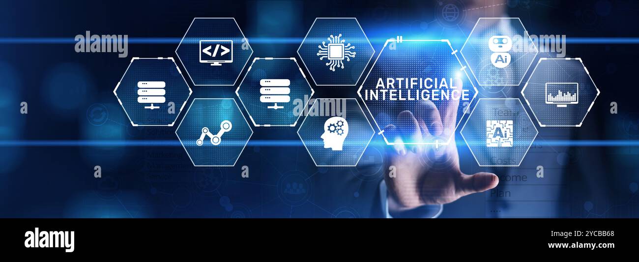 Artificial intelligence AI Neural network deep machine learning concept Stock Photo - Alamy