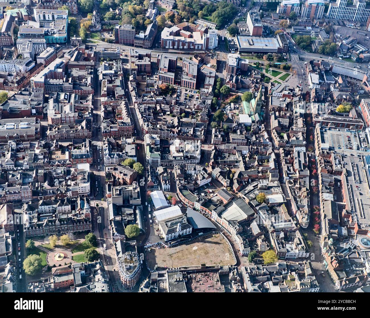 Aerial view of leicester city centre hi-res stock photography and ...