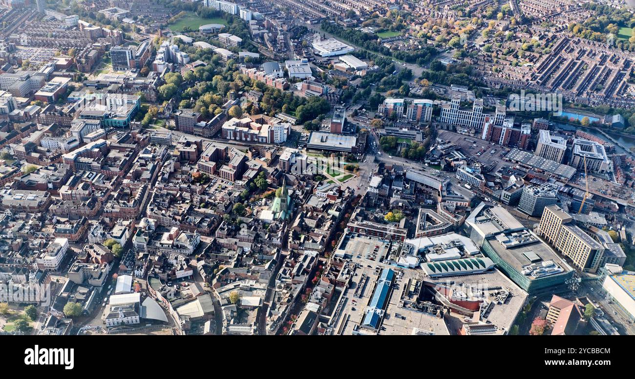 An aerial view of Loughborough town centre, East Midlands, England, UK Stock Photo - Alamy