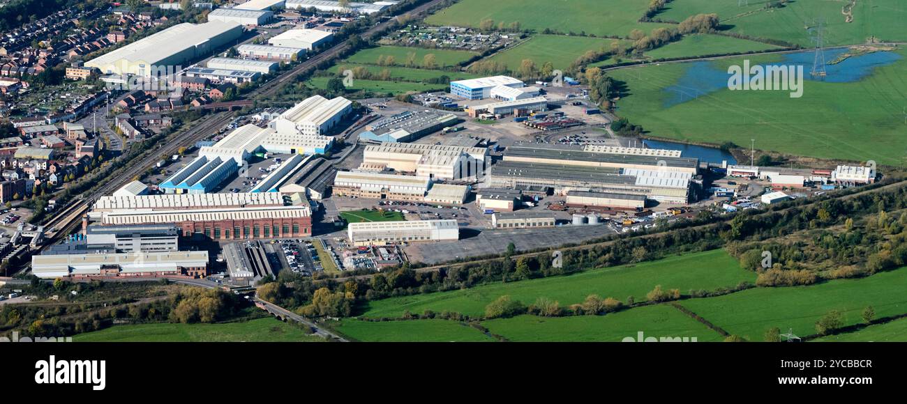 An aerial view of the Brush Locomotive and engineering works at ...