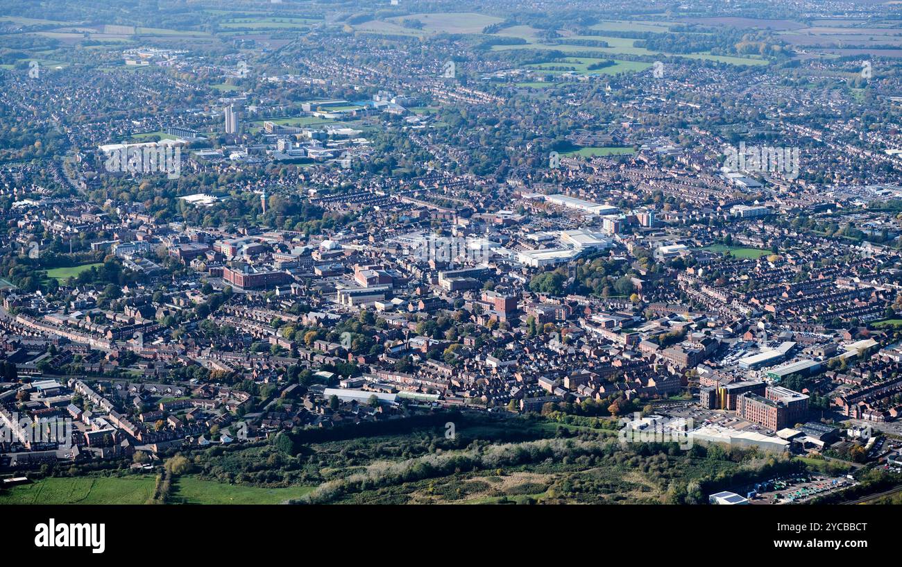 An aerial view of Loughborough, East Midlands, England, UK Stock Photo ...