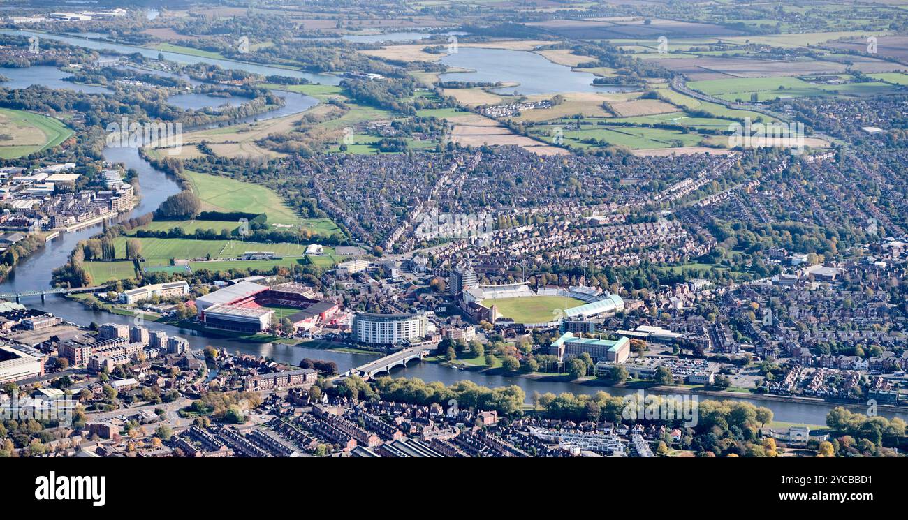 A Drone shot of Nottingham Forest Football Ground and Trent Bridge ...