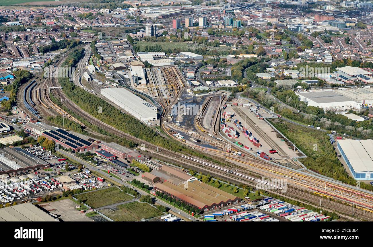 A Drone shot of the City of Doncaster, south Yorkshire, northern ...