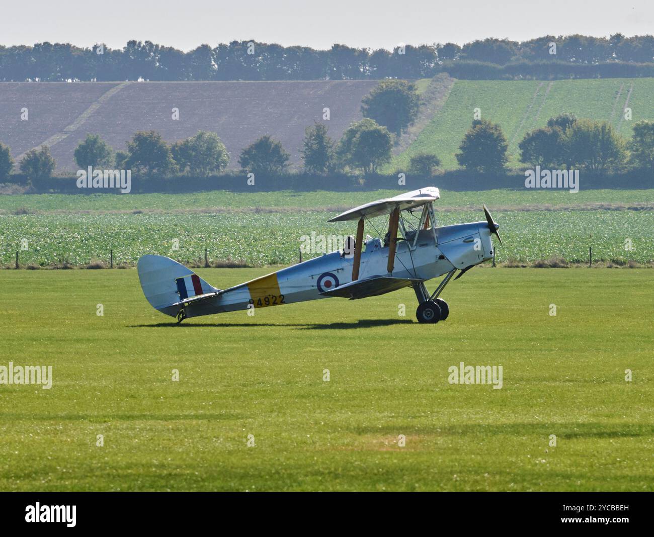 Tiger Moth Bi-plane at IWM Duxford aircraft Museum, Cambridgeshire, East Anglia, south east ...