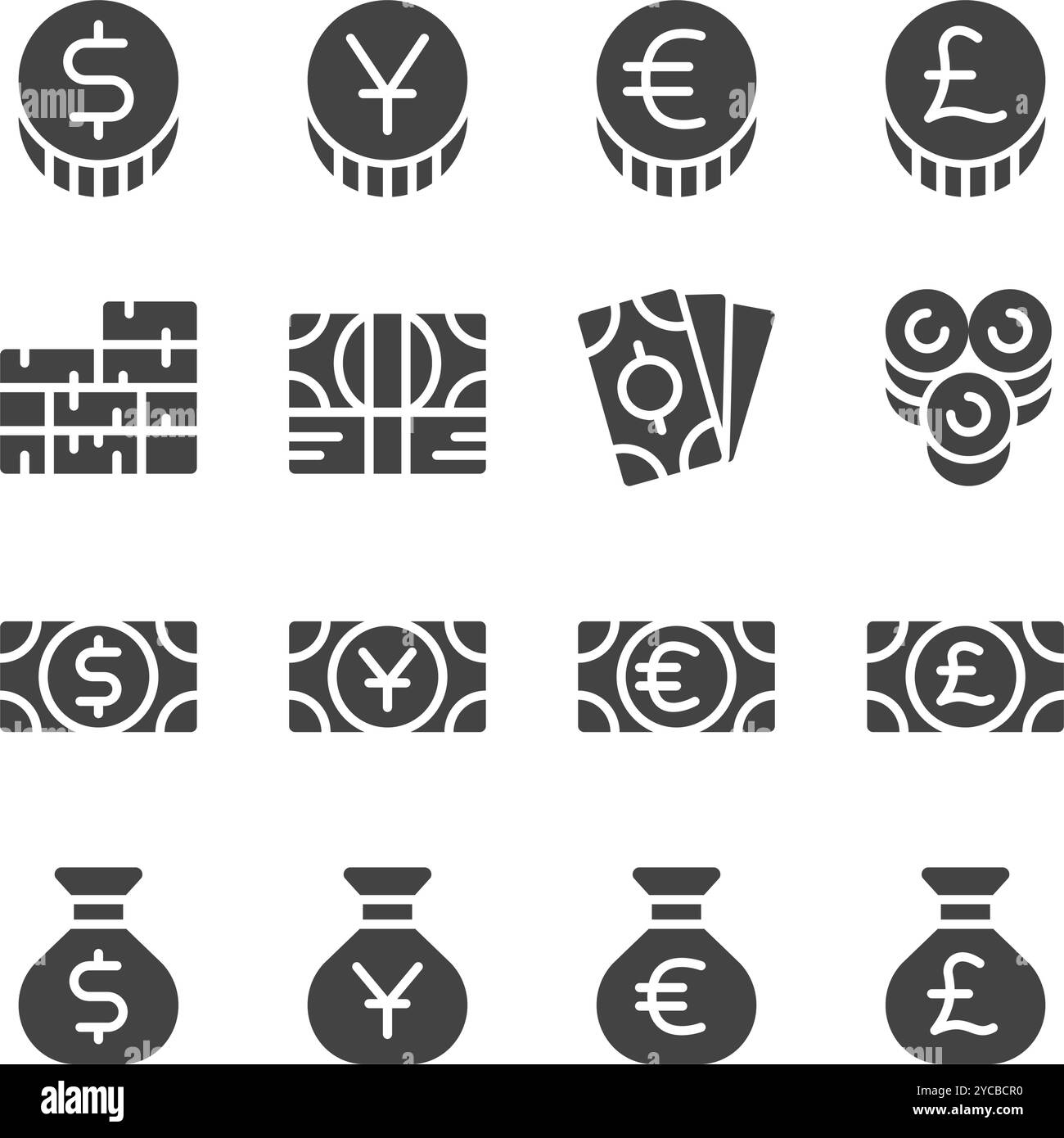 money and currency solid icon set,vector and illustration Stock Vector ...