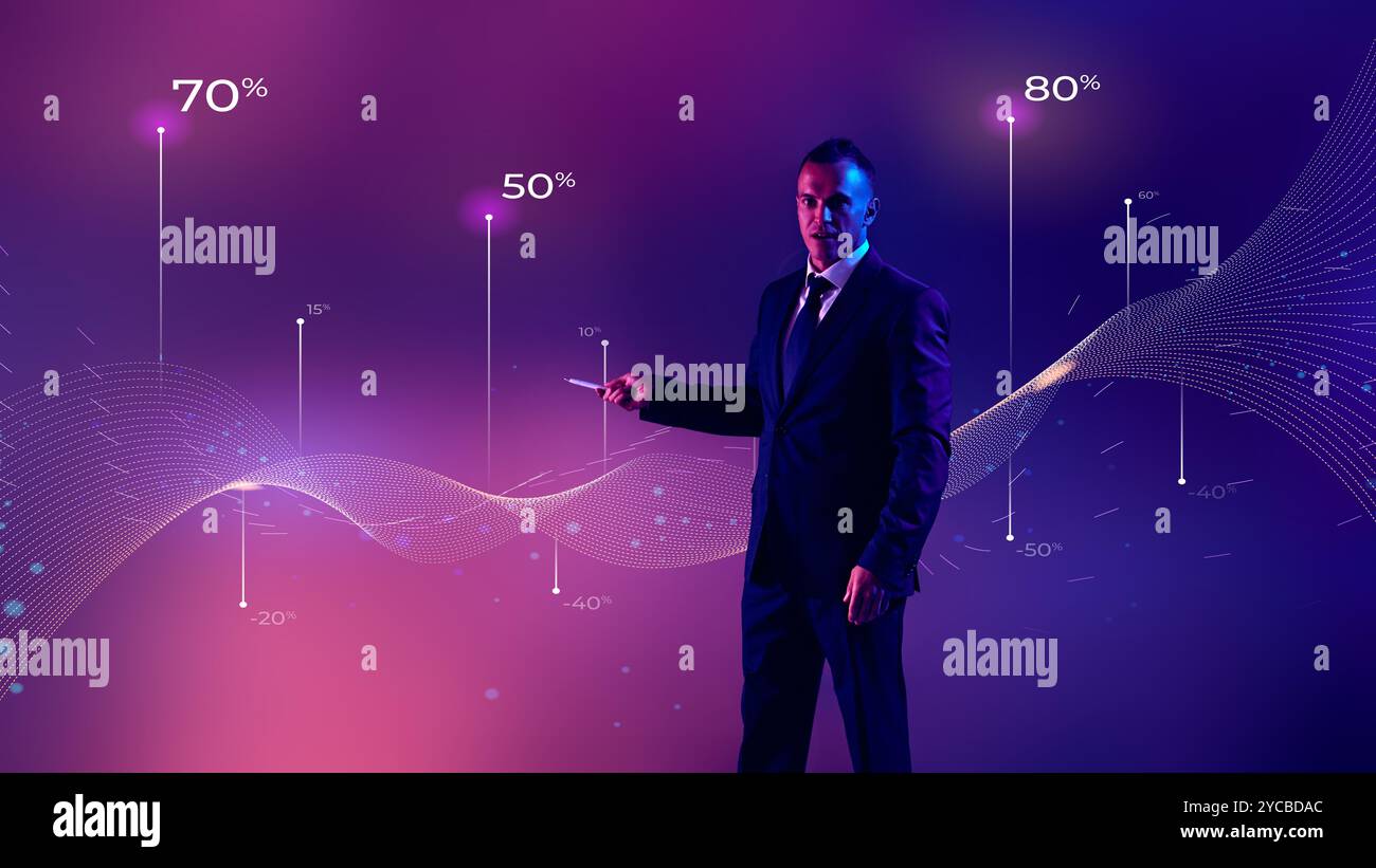 Speaker leads discussion on market fluctuations, using interactive data ...