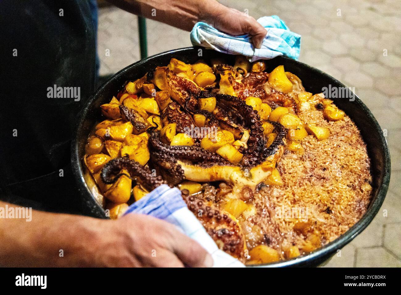 Traditional Croatian octopus roasted under the bell (peka) dish at ...