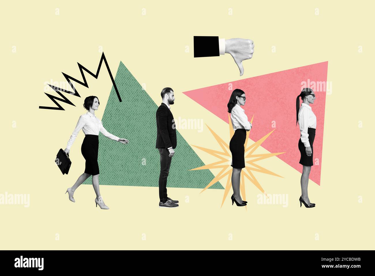 Creative trend collage of young employee workers recruitment process hr ...