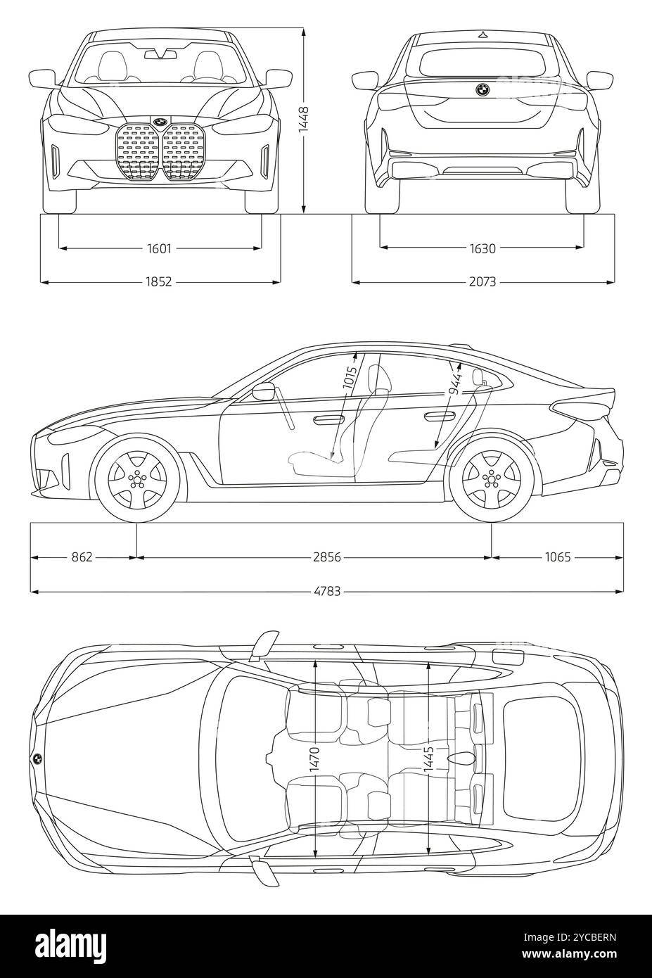 BMW i4 2023 car blueprint Stock Vector Image & Art - Alamy
