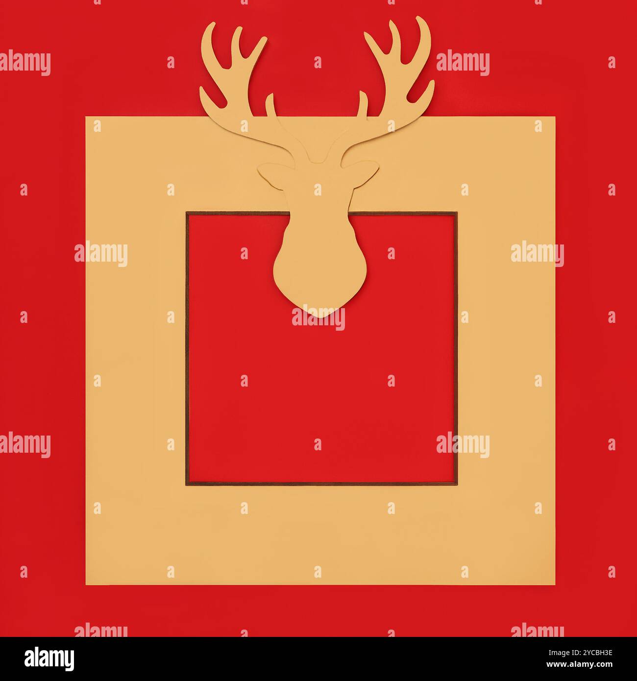 Christmas Eve reindeer symbol abstract gold background design on red ...
