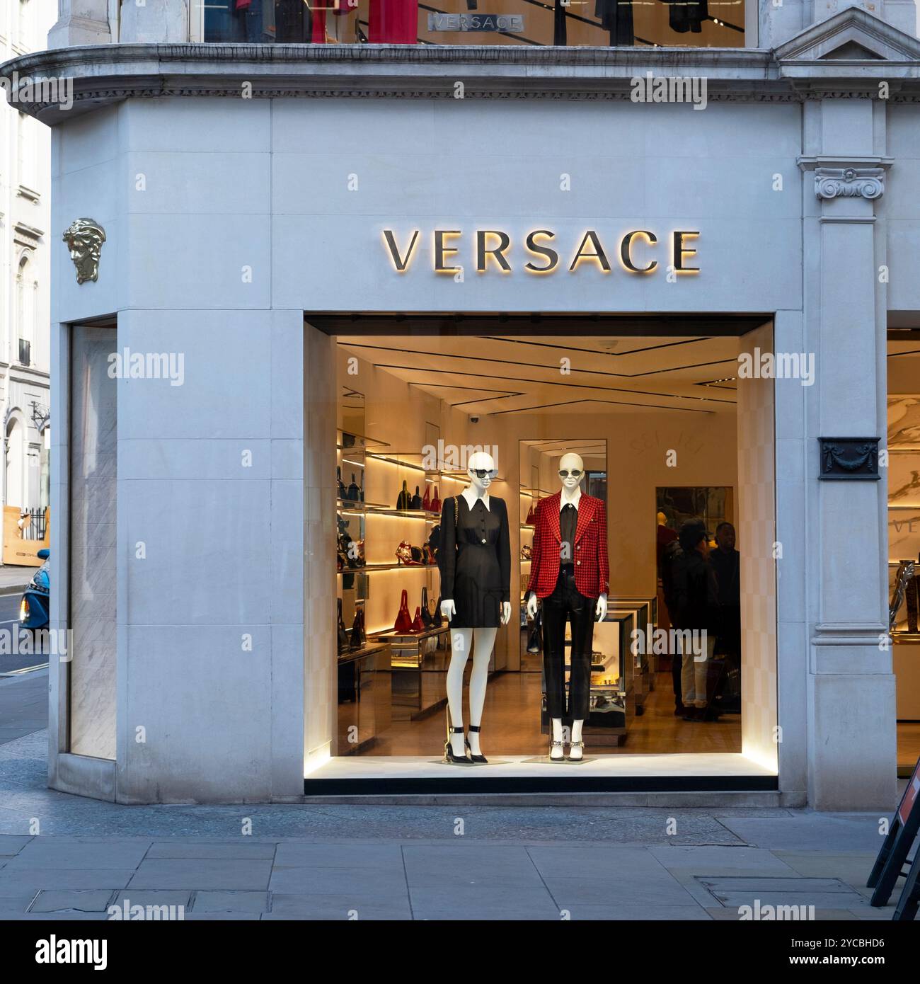 Italian designer Versace window display female mannikins in City of ...