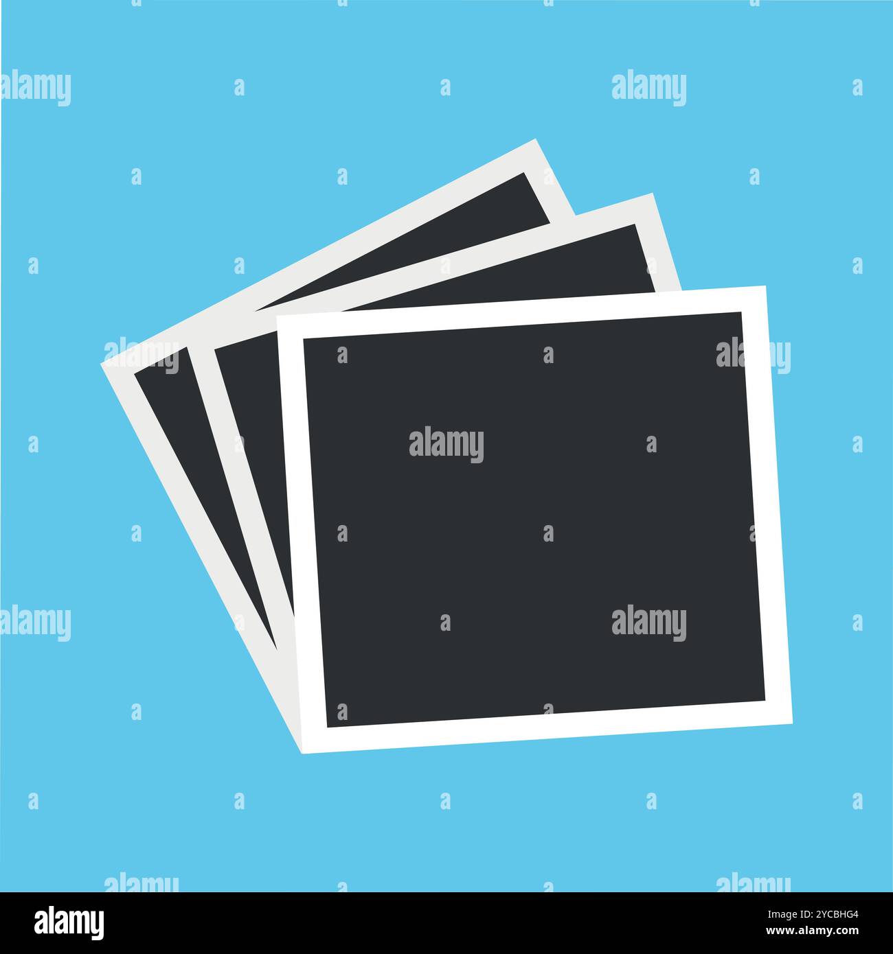 Stack of retro photo cards. Blank instant photo frames. Photographic ...