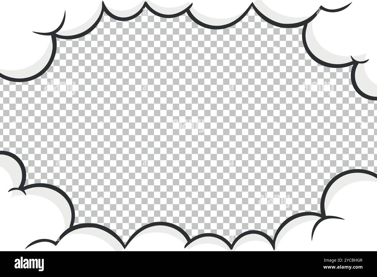 Cartoon comic clouds frame on transparent background. Vector ...