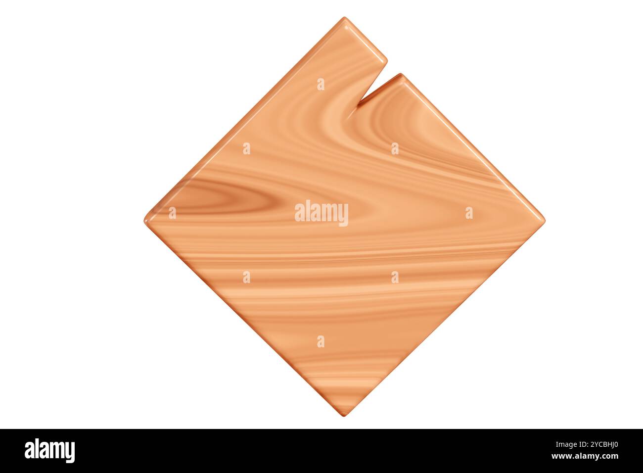 Wooden rhombus plaque with cracks for text box. Cartoon 3d render ...