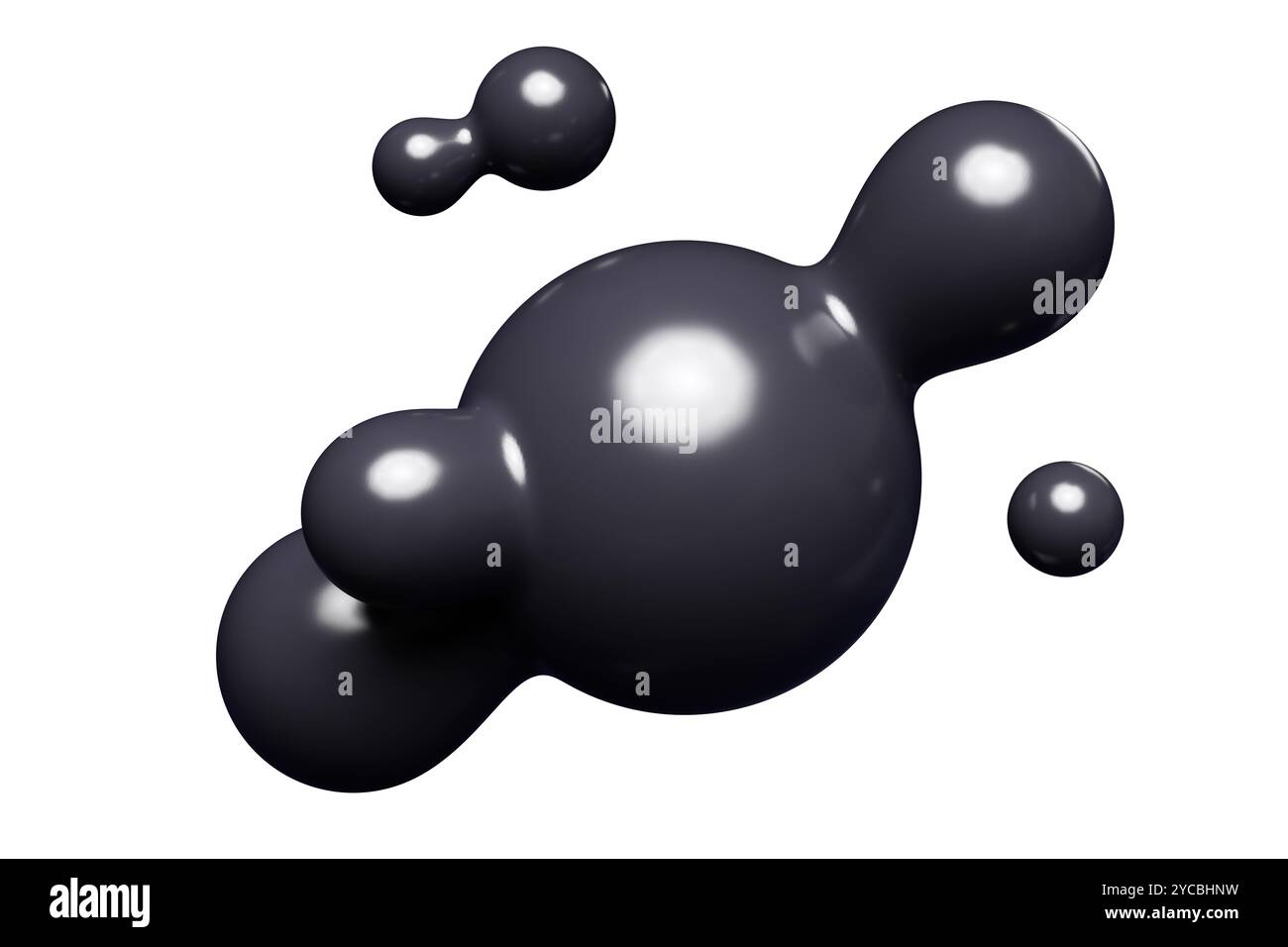 Black abstract liquid metaball shape. 3d render illustration Stock ...
