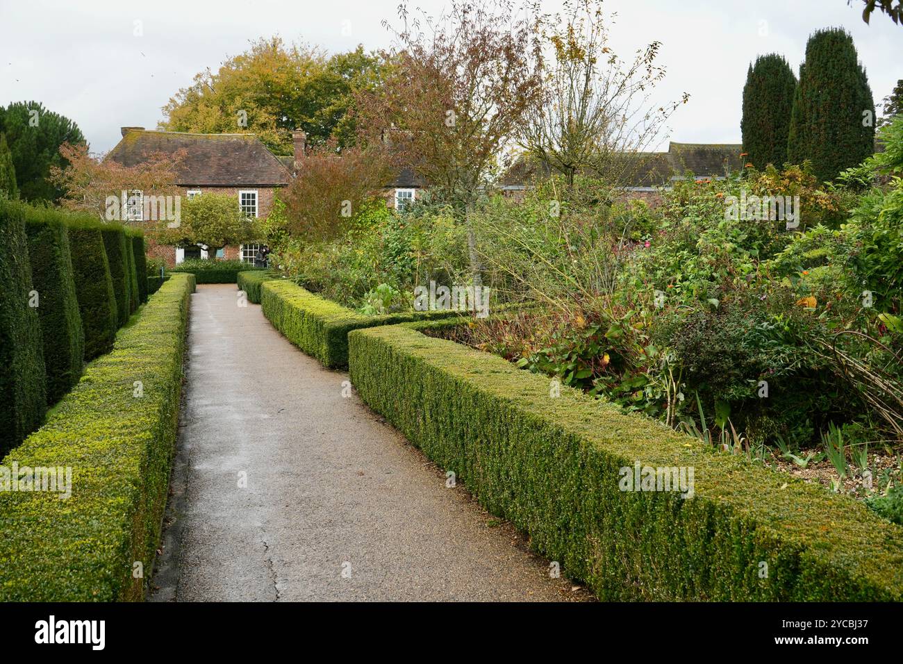 Privet hedges and gardens in the grounds of Leeds Castle Stock Photo ...