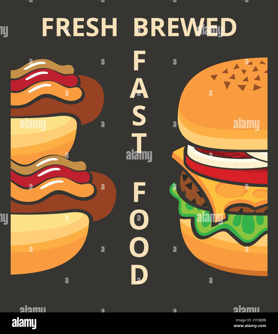 Fresh brewed fast food. Fast food Manu cover, banner design Stock ...