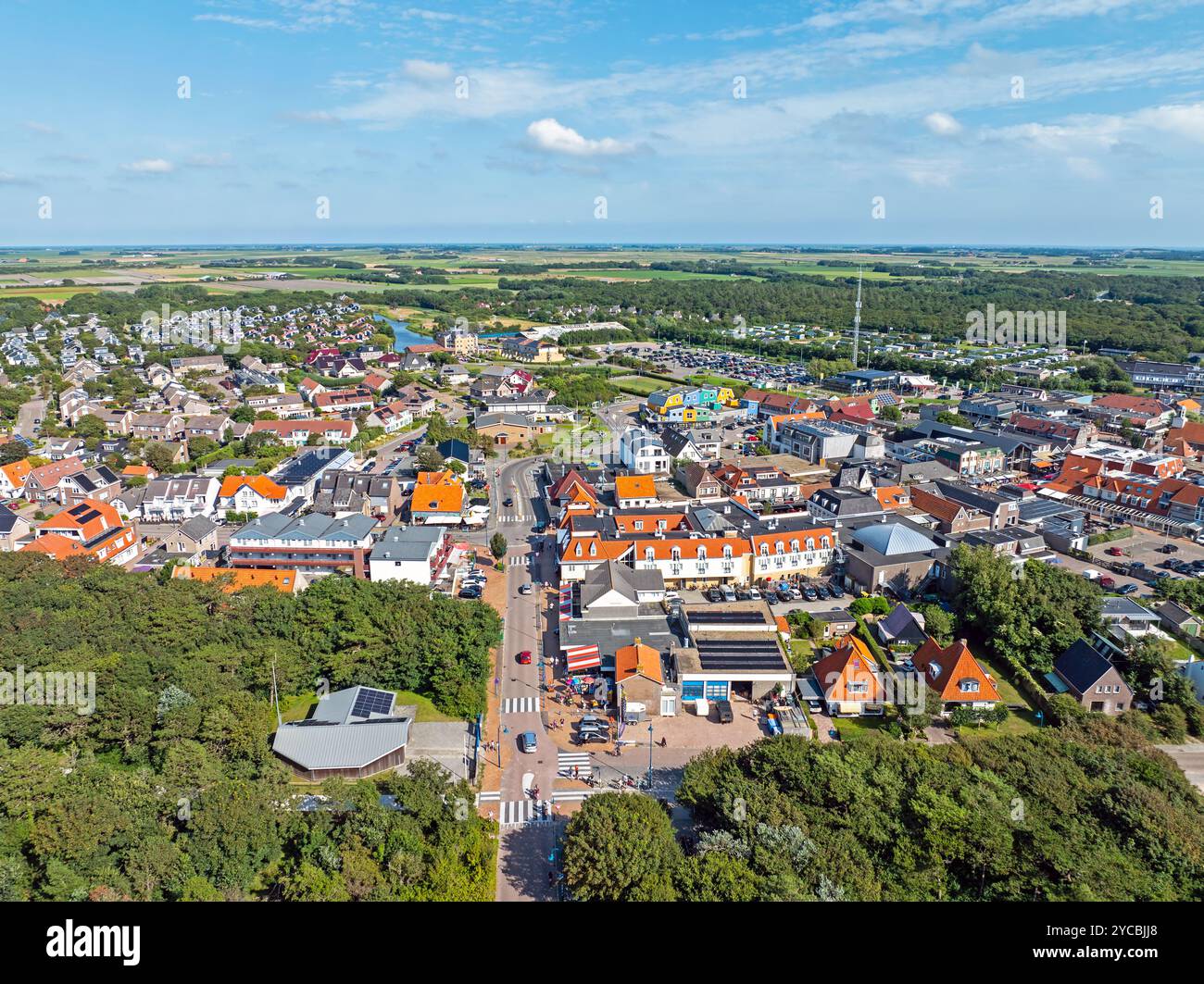 Aerial from the town De Koog on Texel island in the Netherlands Stock ...