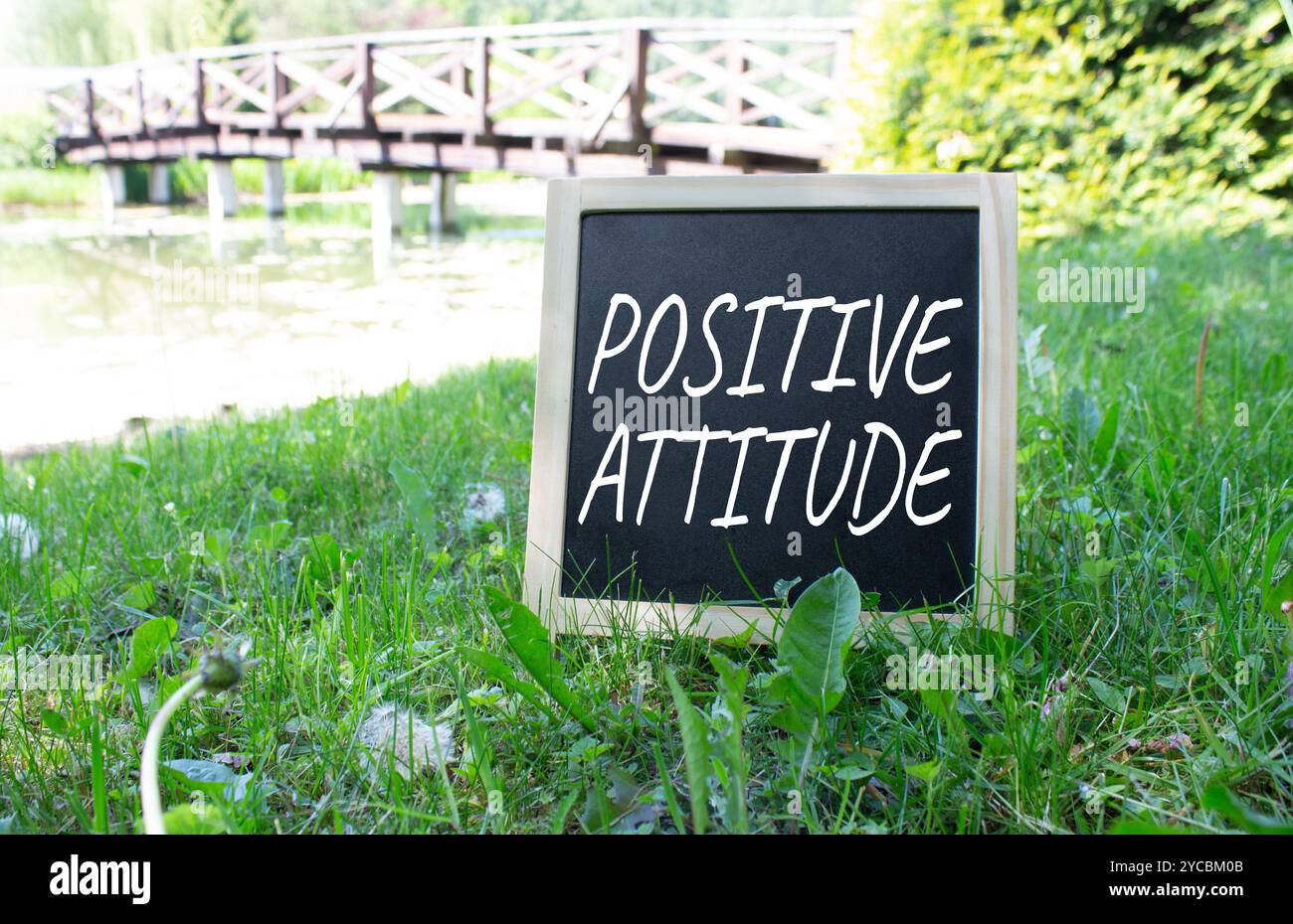 Positive attitude symbol. Concept word Positive attitude on black chalk ...