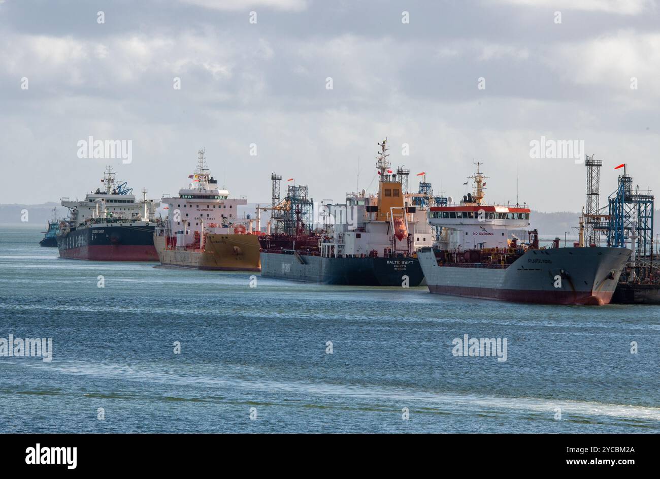oil and chemical carriers or tankers alongside at the Exxon Mobil ...