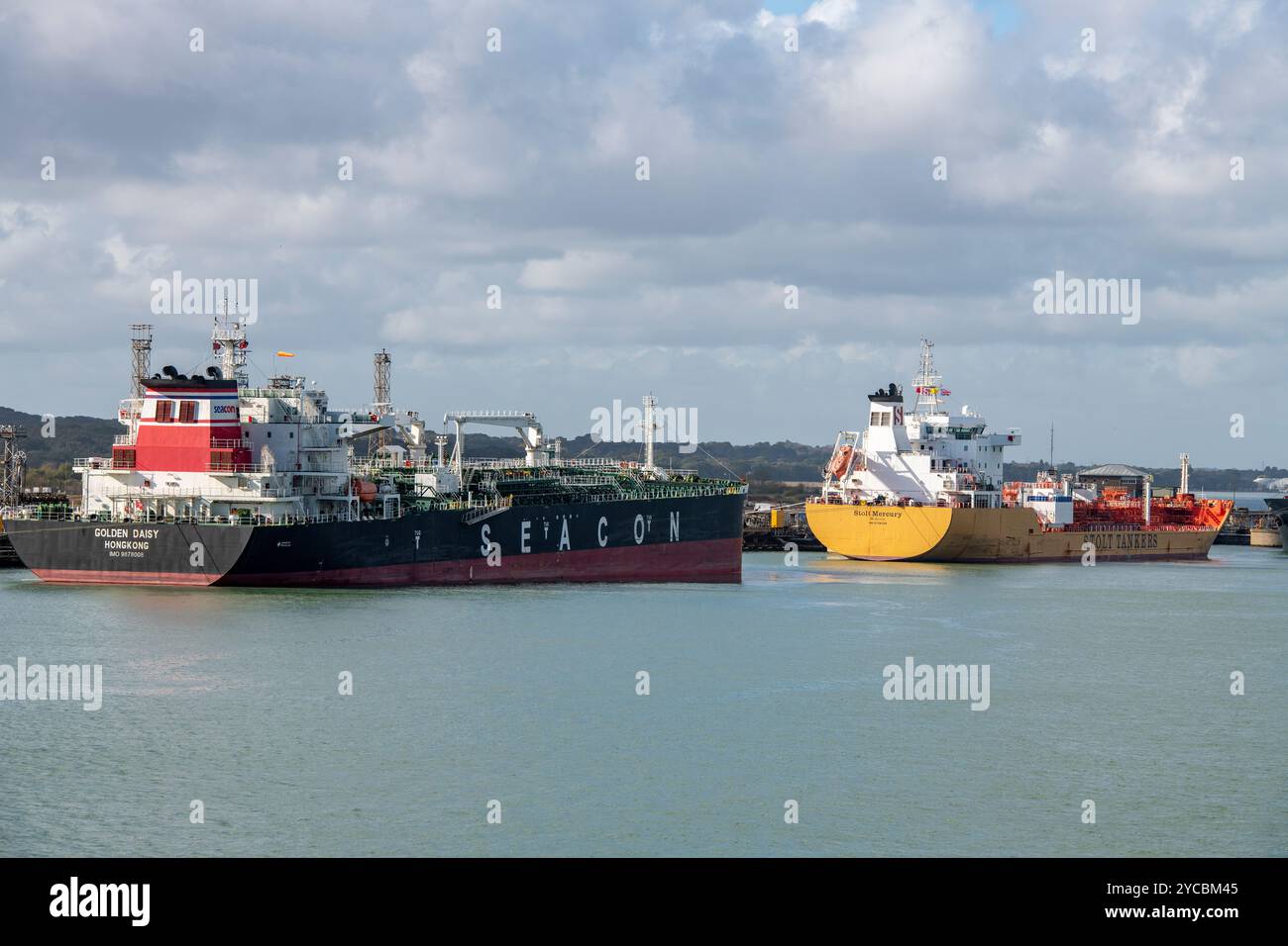 oil and chemical carrier tankers ships alongside at the marine termina ...