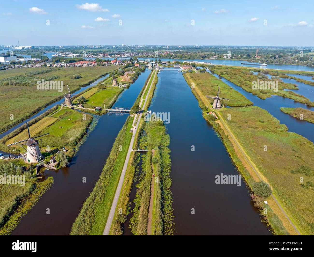 Aerial from windmills at Kinderdijk in the Netherlands Stock Photo - Alamy