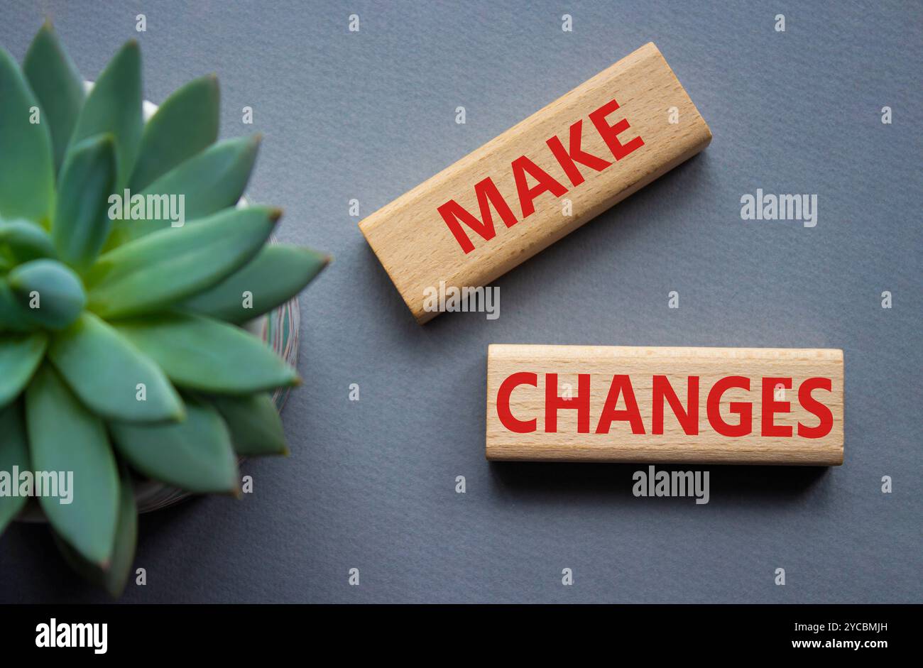 Make changes symbol. Wooden blocks with words Make changes with ...