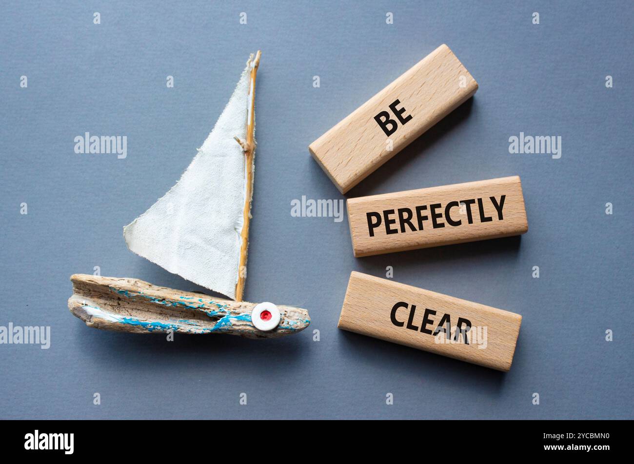 Be perfectly clear symbol. Concept words Be perfectly clear on wooden ...