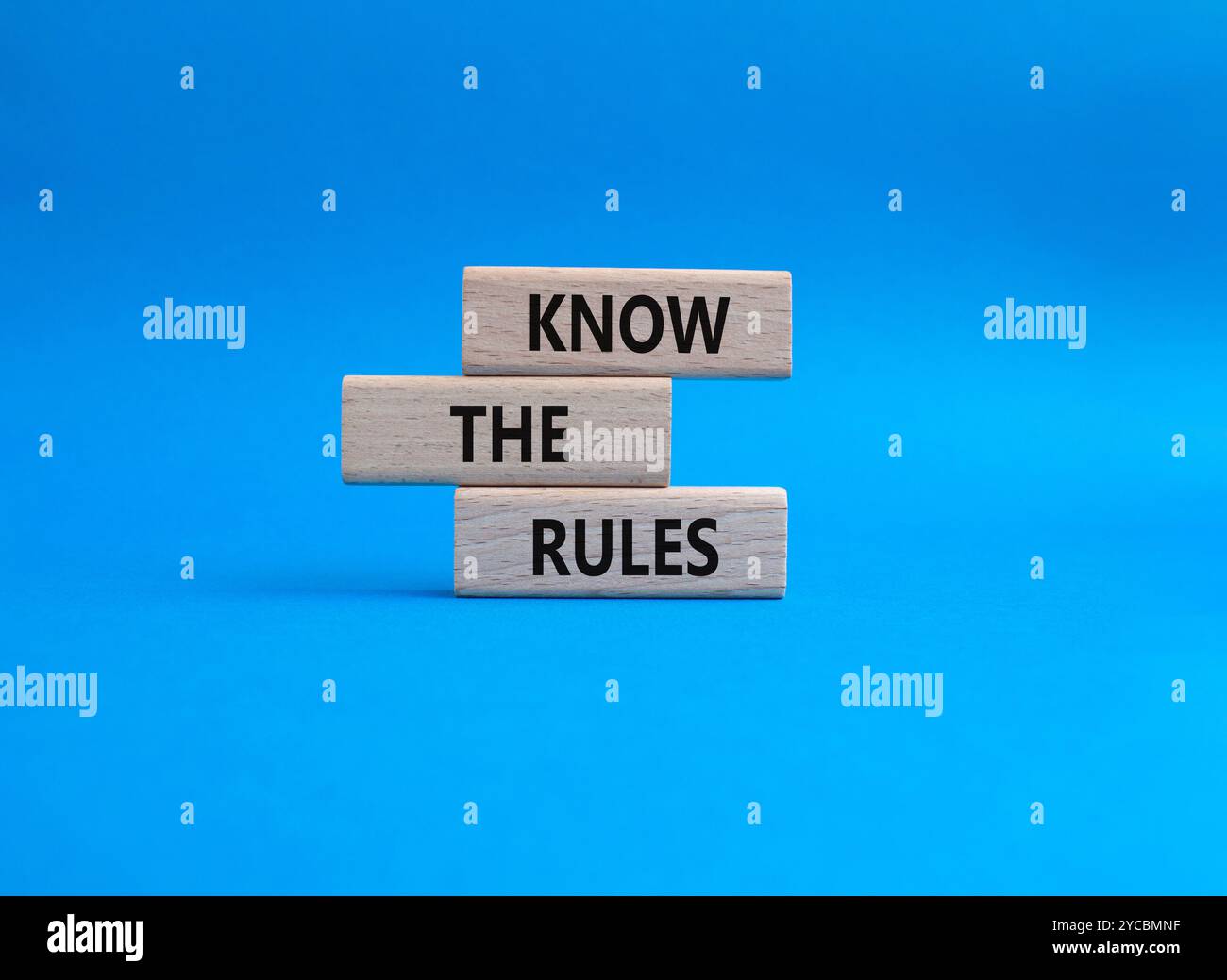 Know the rules symbol. Wooden blocks with words Know the rules ...