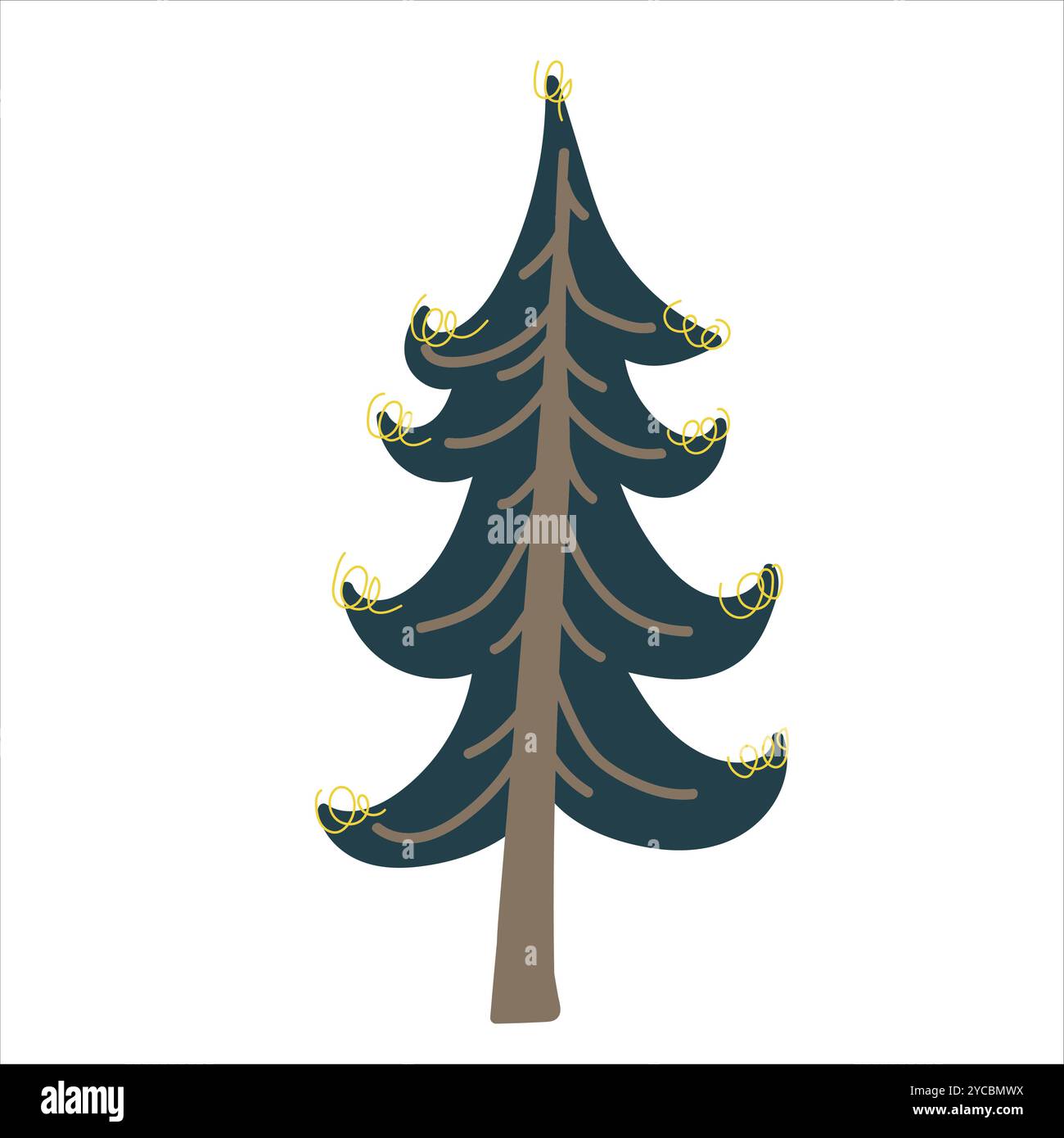 Funny Christmas tree in cartoon style Stock Vector Image & Art - Alamy