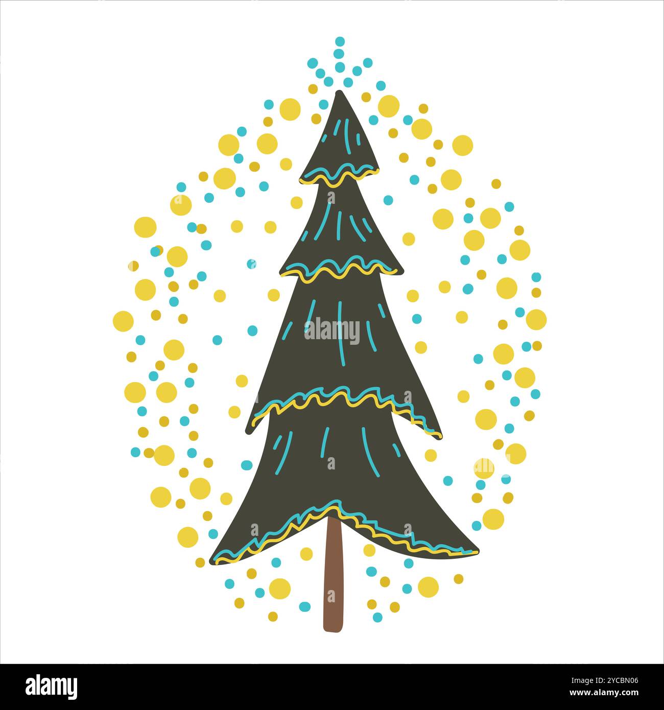 Funny Christmas tree in cartoon style Stock Vector Image & Art - Alamy