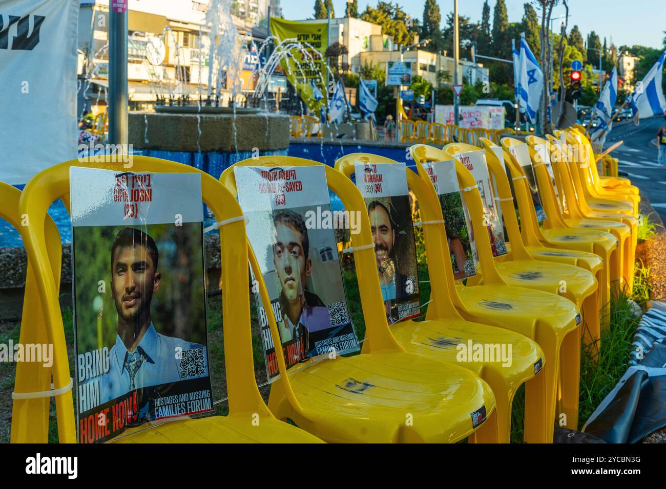 Haifa, Israel - October 22, 2024: View of the symbolic protest display ...