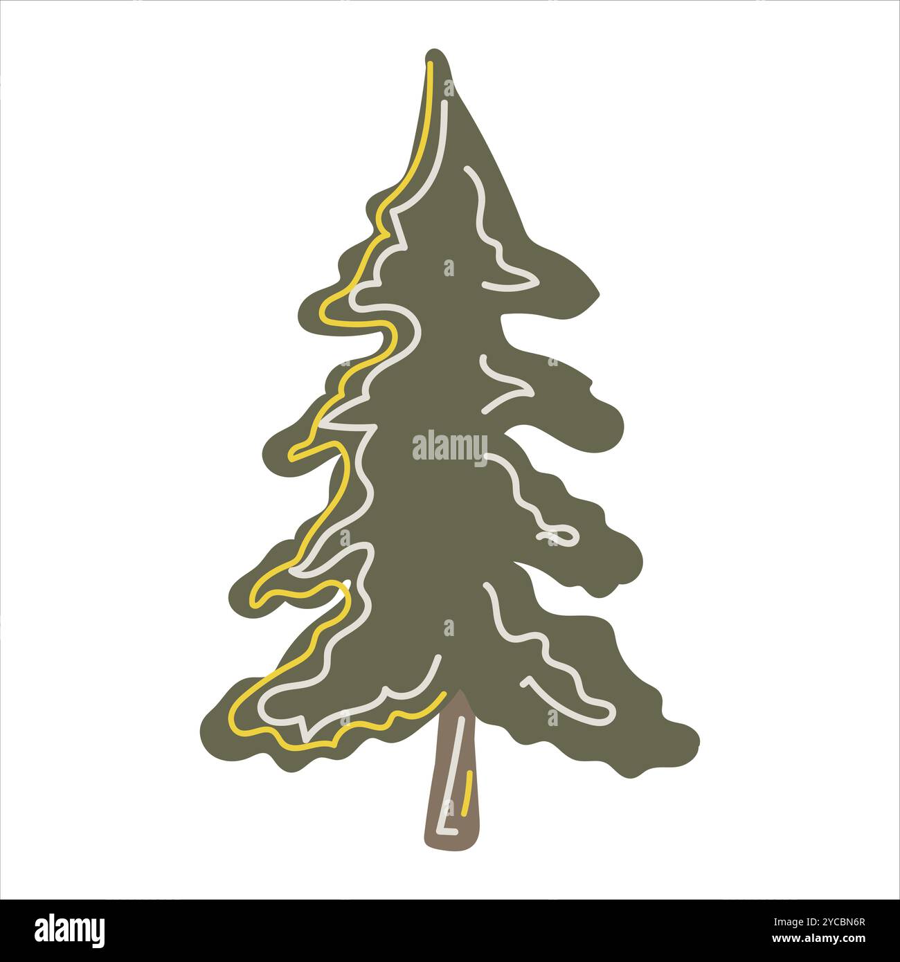 Funny Christmas tree in cartoon style Stock Vector Image & Art - Alamy
