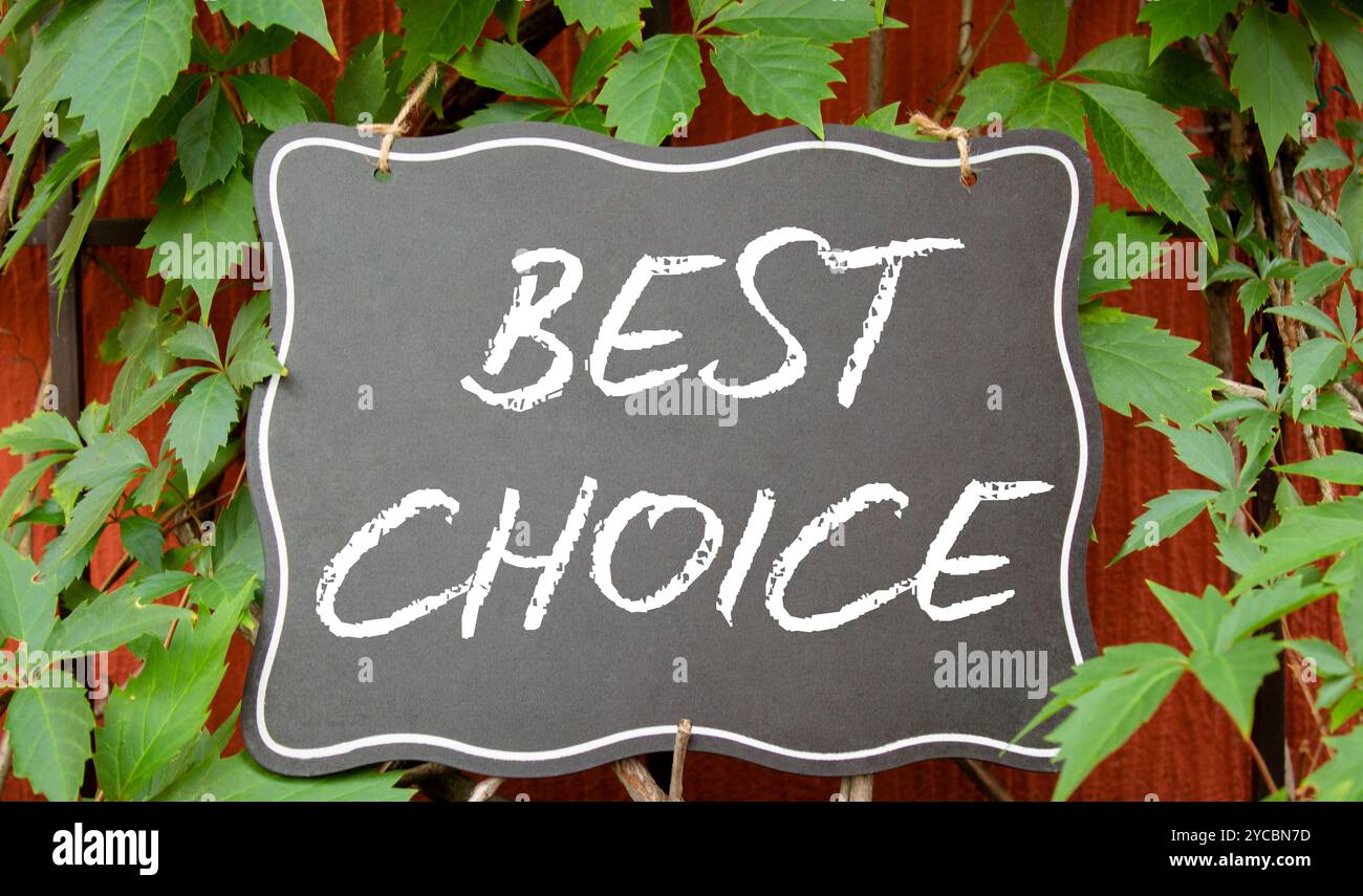 Best choice symbol. Blackboard with words Best choice. Beautiful red ...