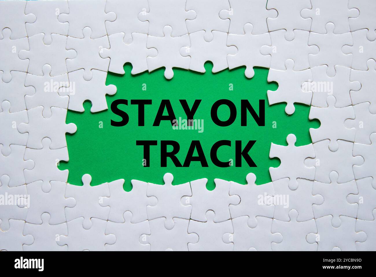 Stay on track symbol. Concept words Stay on track on white puzzle ...