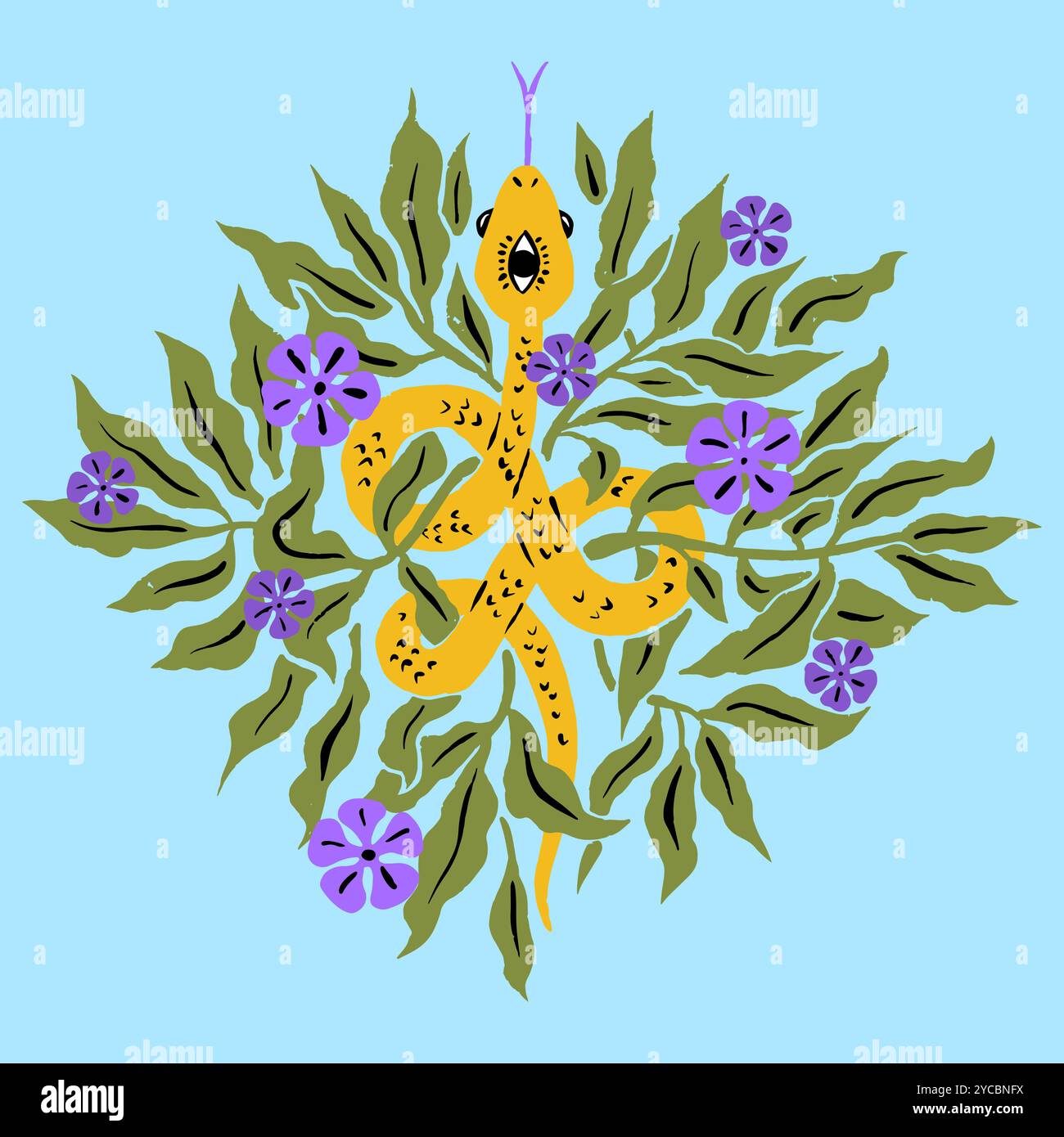 Poster with mystic floral snake with third eye Stock Vector Image & Art ...