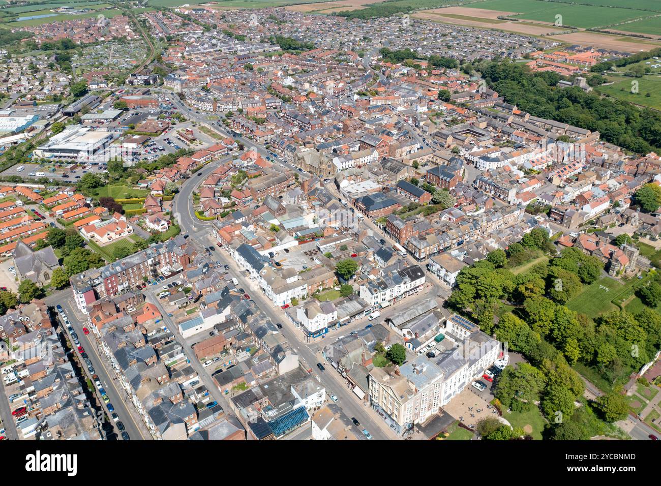 Aerial photo of the beautiful town of Filey in Yorkshire the UK ...