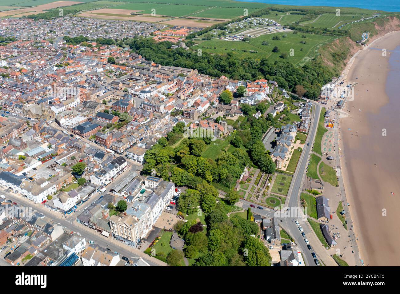 Aerial photo of the beautiful town of Filey in Yorkshire the UK ...