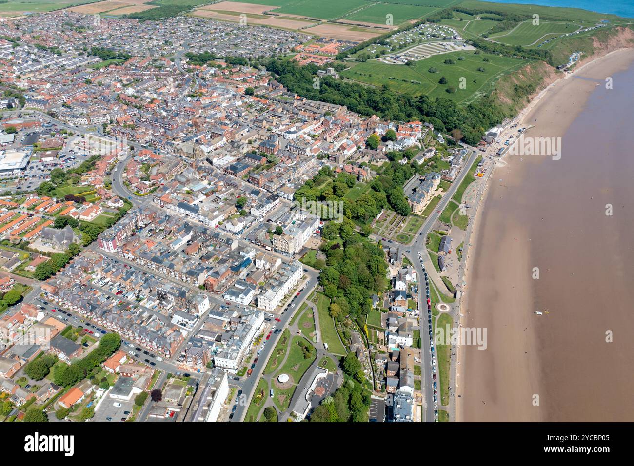 Aerial photo of the beautiful town of Filey in Yorkshire the UK ...
