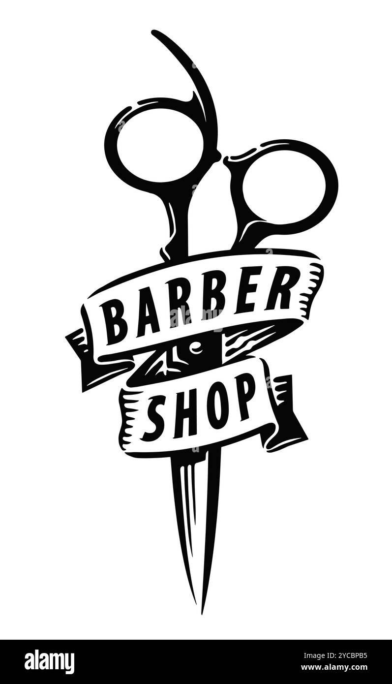 Barber shop emblem symbol. Hairdressing salon banner sign. Vector ...