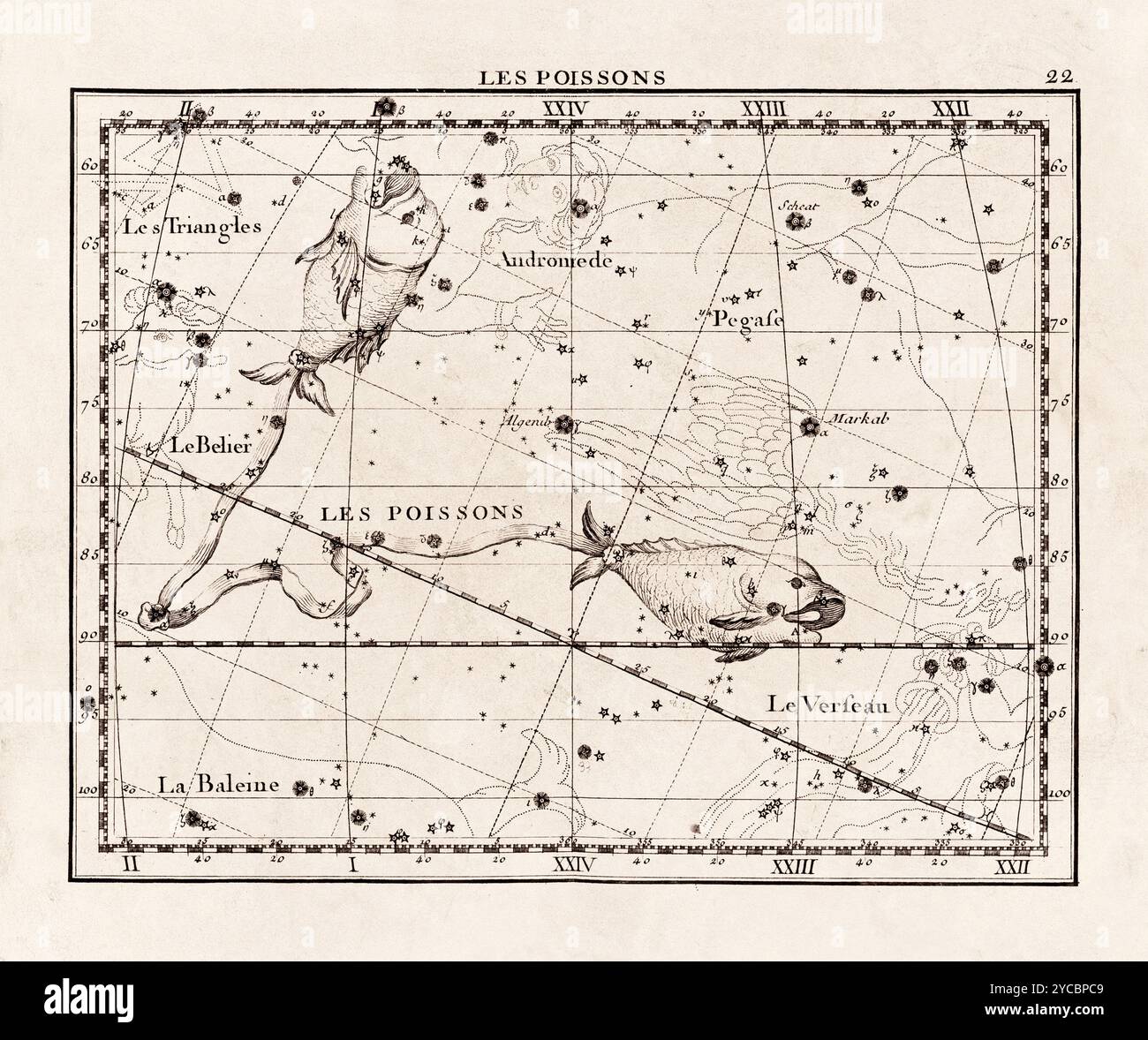 Vintage constellation illustration from the early 18th century. A ...