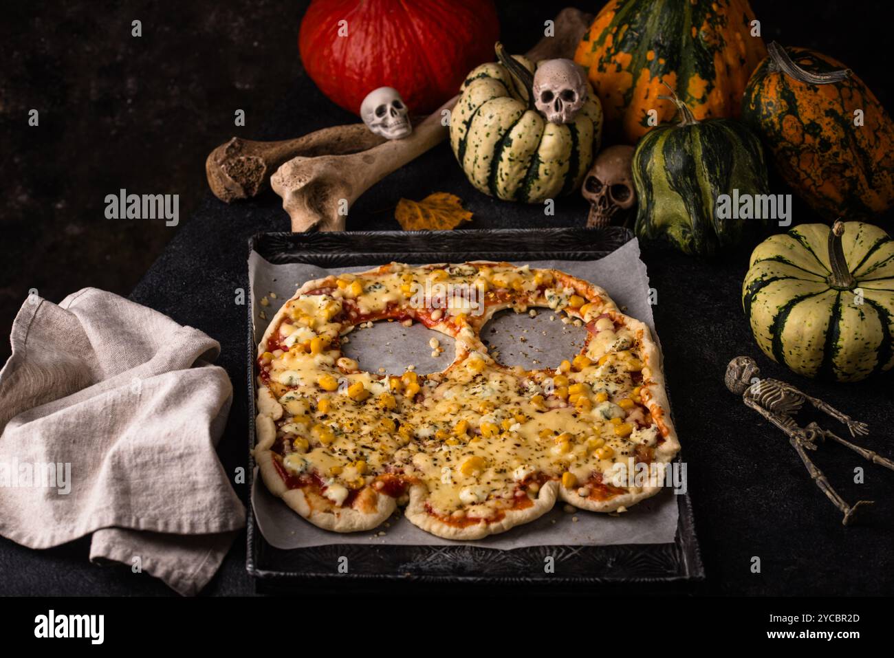 Halloween scary pizza in shape of ghost Stock Photo - Alamy
