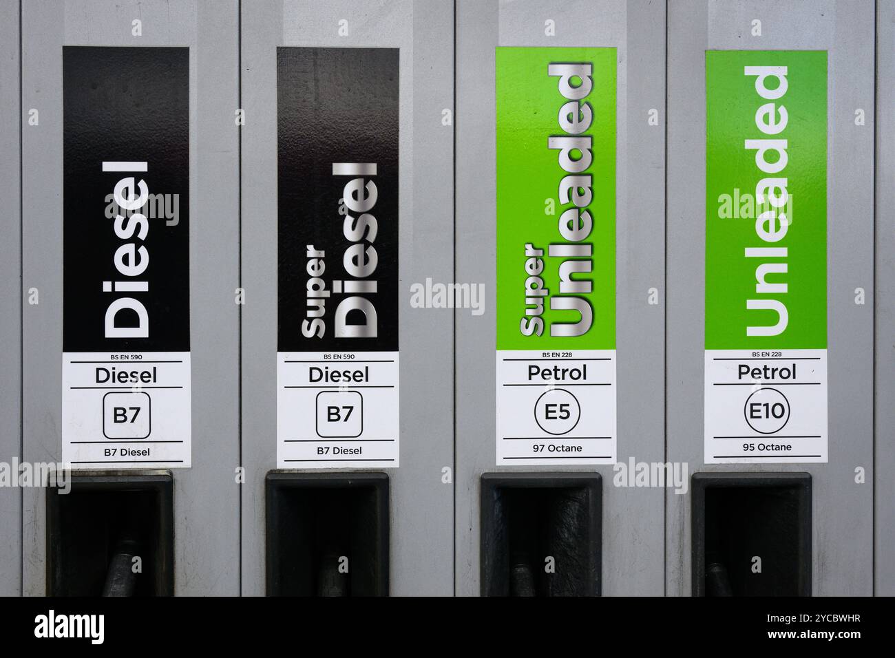 Builth Wells, Wales, UK - September 11, 2024; Signage at fuel station ...