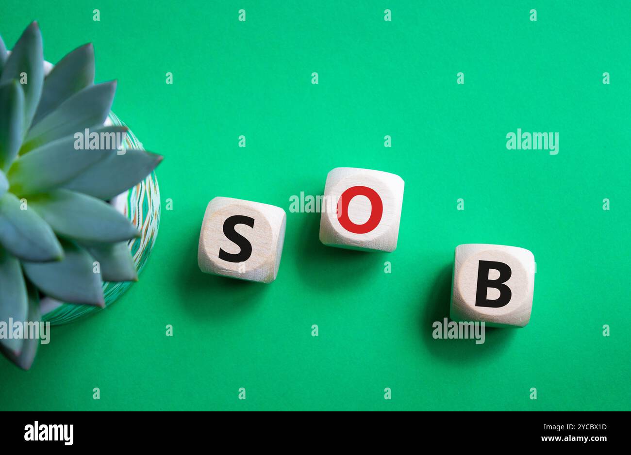 SOB - Shortness of breath symbol. Wooden cubes with words SOB ...