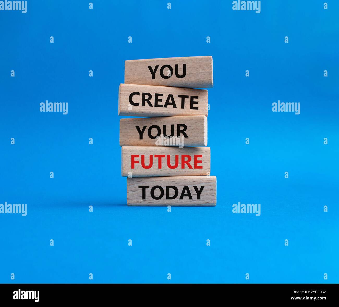 Future and development symbol. Wooden blocks with words You Create your ...
