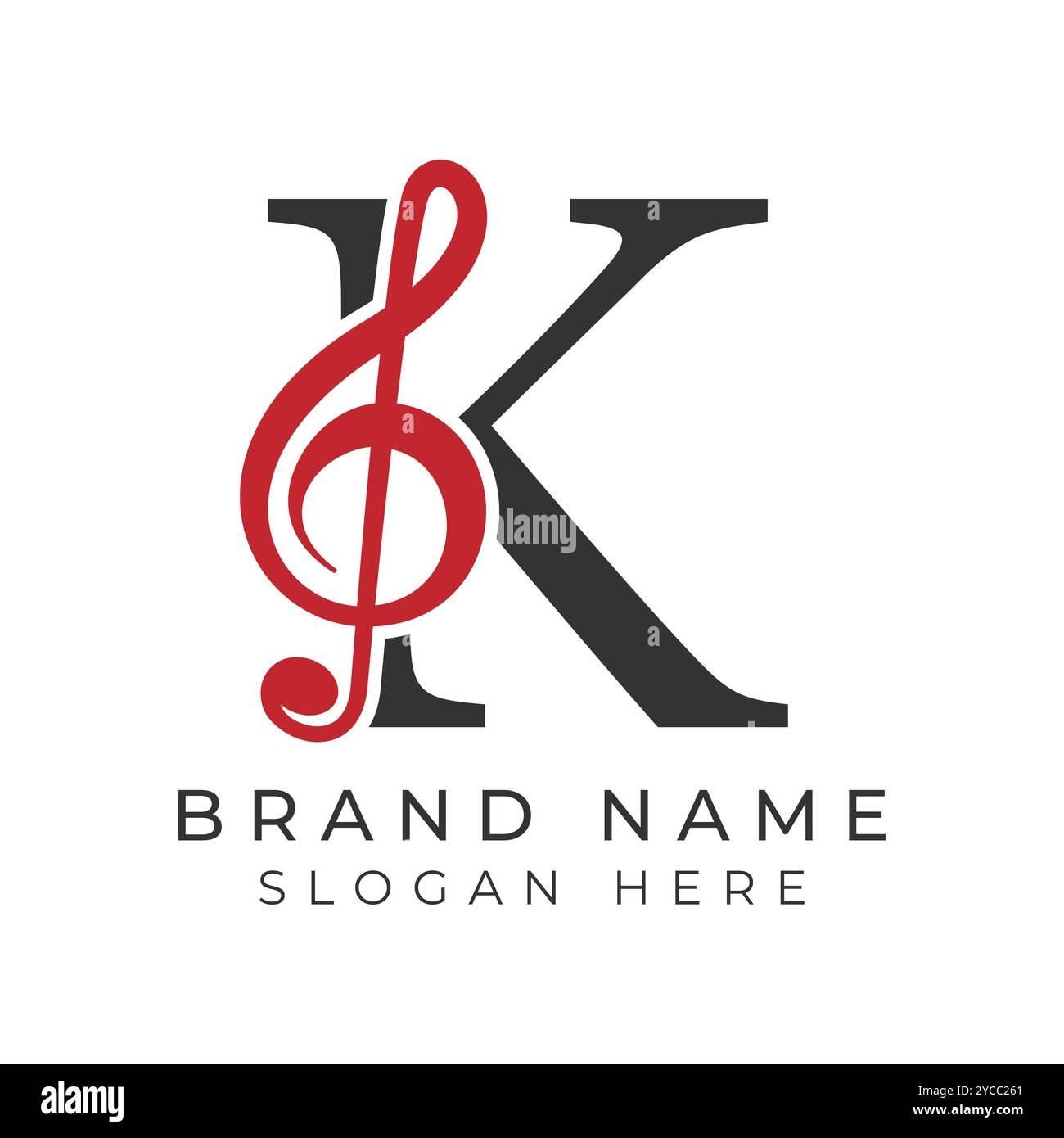Initial Letter K with musical note Style icon. Alphabet K Music logo ...