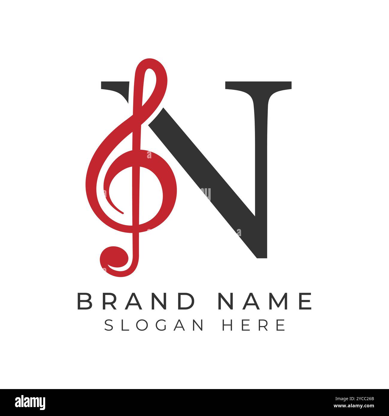 Initial Letter N with musical note Style icon. Alphabet N Music logo ...